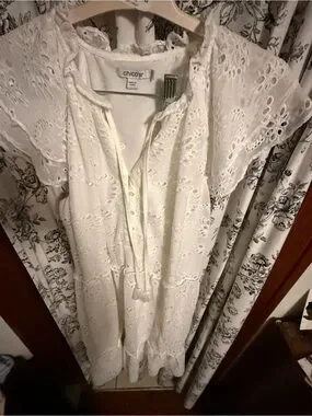Chico's | Dresses | Chicos White Eyelet Midi Dress Sz 4 Nwot | Poshmark